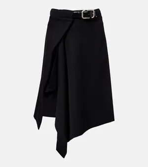 Attico Asymmetric Virgin Wool Wrap Skirt
