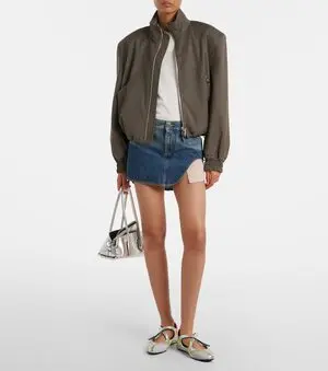 Attico Denim Miniskirt With Cutout Detail