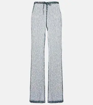 Dries Van Noten Printed Sheer Silk Wide-leg Pants - Multicoloured