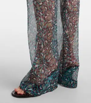 Dries Van Noten Printed Sheer Silk Wide-leg Trousers