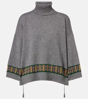 Etro Wool, Cashmere, And Cotton-blend Turtleneck Sweater - Grey
