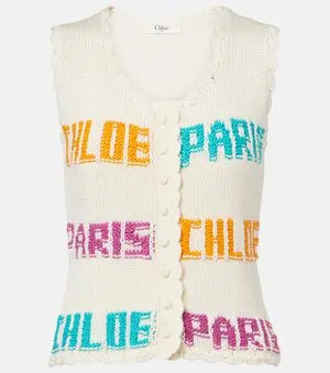 Chloé Crocheted Cotton Top - Multicoloured