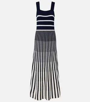 Velvet By Graham & Spencer Aveline Striped Knitted Maxi Dress - Blue