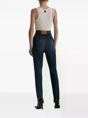 MUGLER High-waisted Pleated Denim Trousers