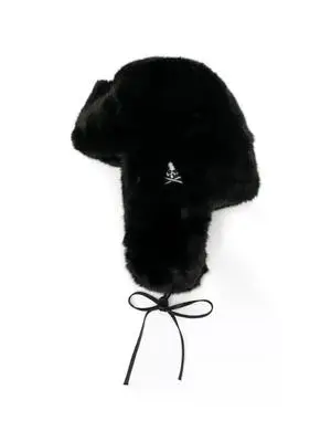 MASTERMIND WORLD Skull Embroidered Faux-fur Trapper Hat - Black