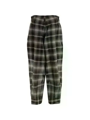 Y’s Plaid-pattern Tucked Trousers