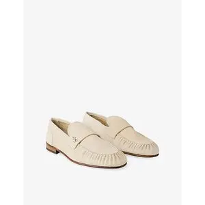 JIMMY CHOO Ellis Etched Velvet Suede Loafers - Bone