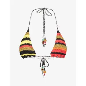 JADED LONDON Striped Crochet Bikini Top - Multi