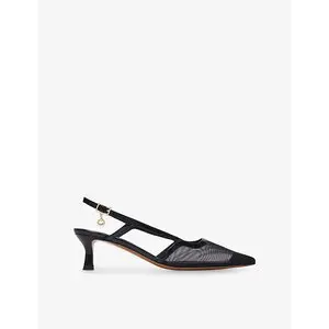 Maje Clover Charm Mesh And Leather Slingbacks - Black