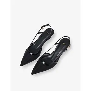 Maje Clover Charm Mesh And Leather Slingbacks