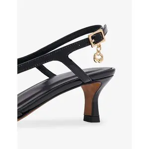 Maje Clover Charm Mesh And Leather Slingbacks