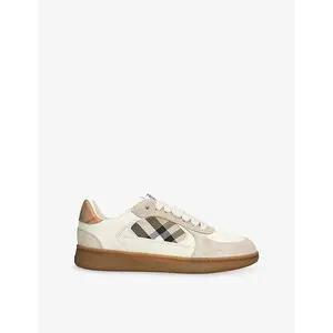 Burberry Terrace Check Low-top Leather Trainers - Bone/comb