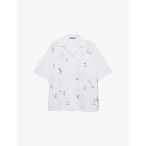 Prada Embroidered Cotton Poplin Shirt - White