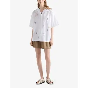 Prada Embroidered Cotton Poplin Shirt