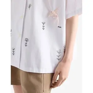 Prada Embroidered Cotton Poplin Shirt