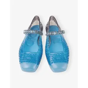 JIMMY CHOO Degradé Ballet Flats With Crystal Embellishment - Denim/denim