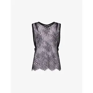 SIR. Ingrid Silk-blend Lace Top - Black