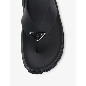 Prada Rubber Thong Sandals With Enamelled Triangle Logo