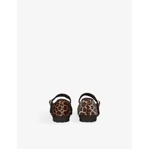 FLABELUS Pierre Cheetah Velvet Mary Jane Flats - Dk.brn Com