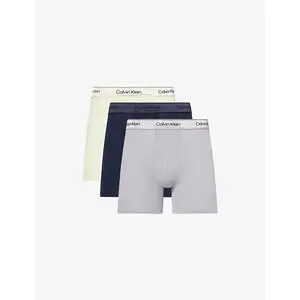 Calvin Klein Icon Pack Of Three Stretch-cotton Boxer Briefs - Multi