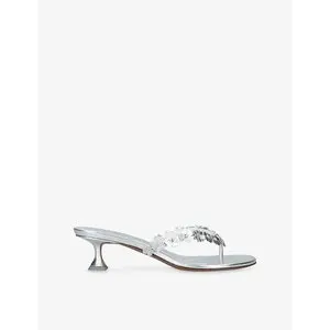 Amina Muaddi Janis Thong Sandals - Silver
