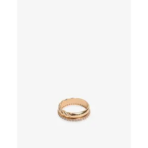 Maje Twisted Rhinestone Brass Ring