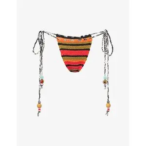 JADED LONDON Selka Striped Crochet Bikini Bottoms - Multi