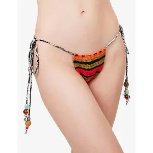 JADED LONDON Selka Striped Crochet Bikini Bottoms
