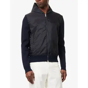 Moncler Hooded Contrast Knitted And Shell Jacket