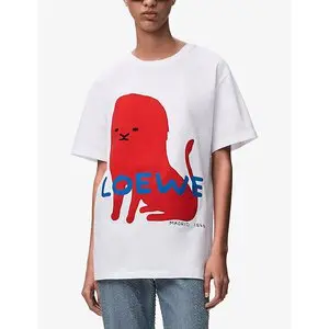 Loewe Branded Cotton-blend T-shirt - White