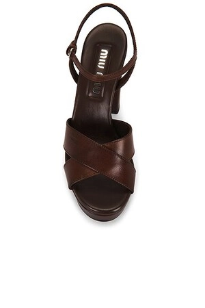 Miu Miu Leather Plateau Sandal - Caffe