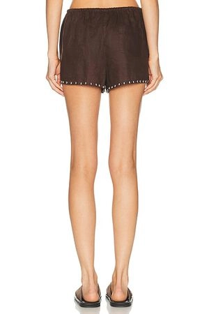 Staud Embellished Linen Shorts - Root Studs