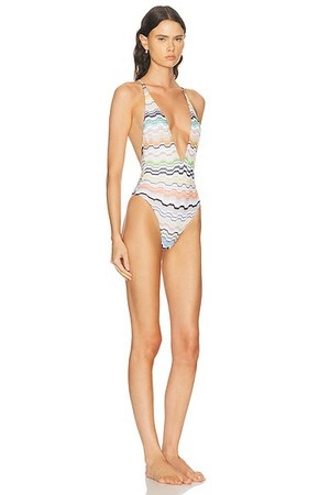 Missoni Plunge Neck Zigzag Swimsuit - Multicolor