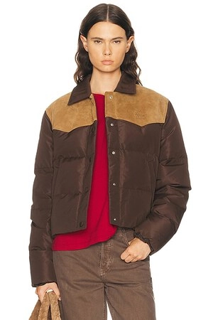 Miu Miu Padded Suede And Recycled Polyester Jacket - Caffe