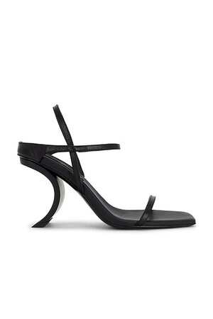 HAELO Sculptural Heel Leather Sandals - Black