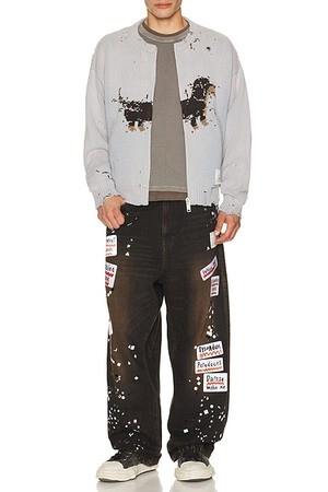Mihara Yasuhiro Dog Jacquard Knit Zip-up Cardigan