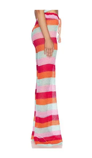PQ SWIM Bree Boho Crocheted Stripe Flare Pants - Multi