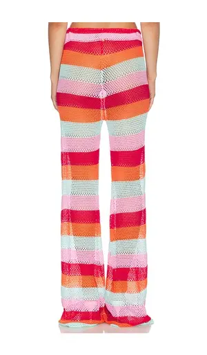PQ SWIM Bree Boho Crocheted Stripe Flare Pants - Multi