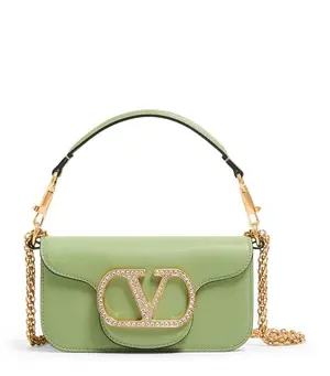 Valentino Garavani Small Leather Locò Shoulder Bag - Green