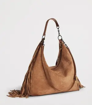 Balenciaga Medium Suede Fringe Le City Shoulder Bag