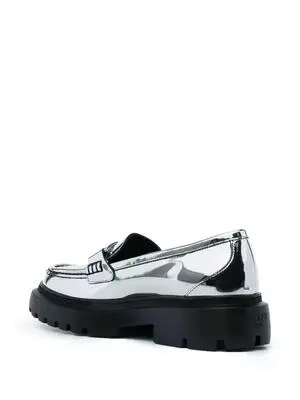 Bally Gioia Chunky Metallic Leather Loafers