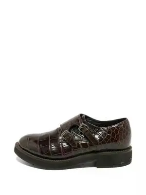 Brunello Cucinelli Leather Croc-embossed Double Strap Oxford Shoes