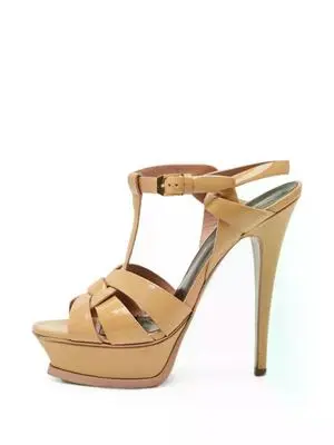 Saint Laurent Tribute Platform Sandals - Neutrals