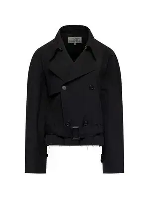 MAISON MARGIELA Belted Wool Blend Jacket - Black
