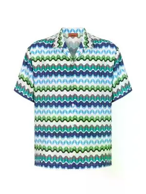 Missoni Zigzag-print Short-sleeve Shirt - Blue