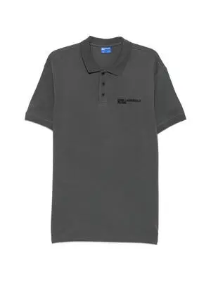 Karl Lagerfeld Logo-embroidered Polo Shirt - Grey