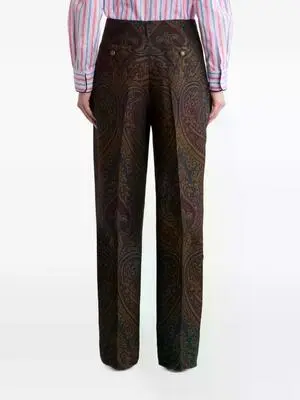 Etro Wool-blend Paisley Jacquard Trousers With Pegaso Buttons