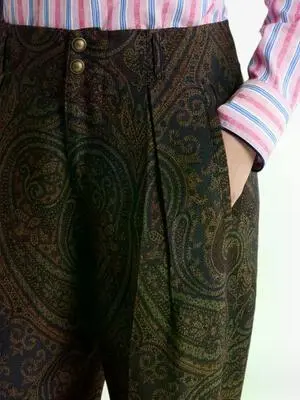 Etro Wool-blend Paisley Jacquard Trousers With Pegaso Buttons