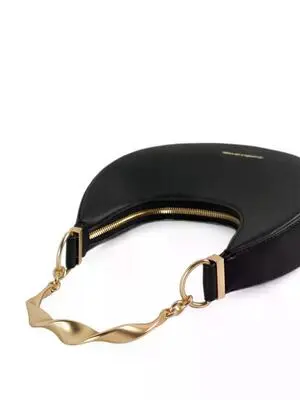 Manière De Voir Sculpted Leather Crescent Bag With Twisted Handle - Black
