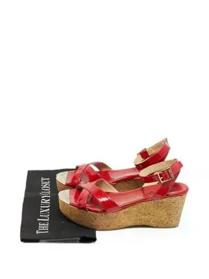 JIMMY CHOO Panther Cork Platform Sandals - Red